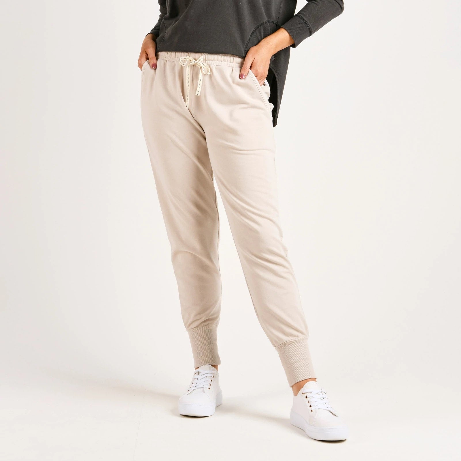 One Ten Willow French Terry Everyday Pant - Stone | Wattle and Oak
