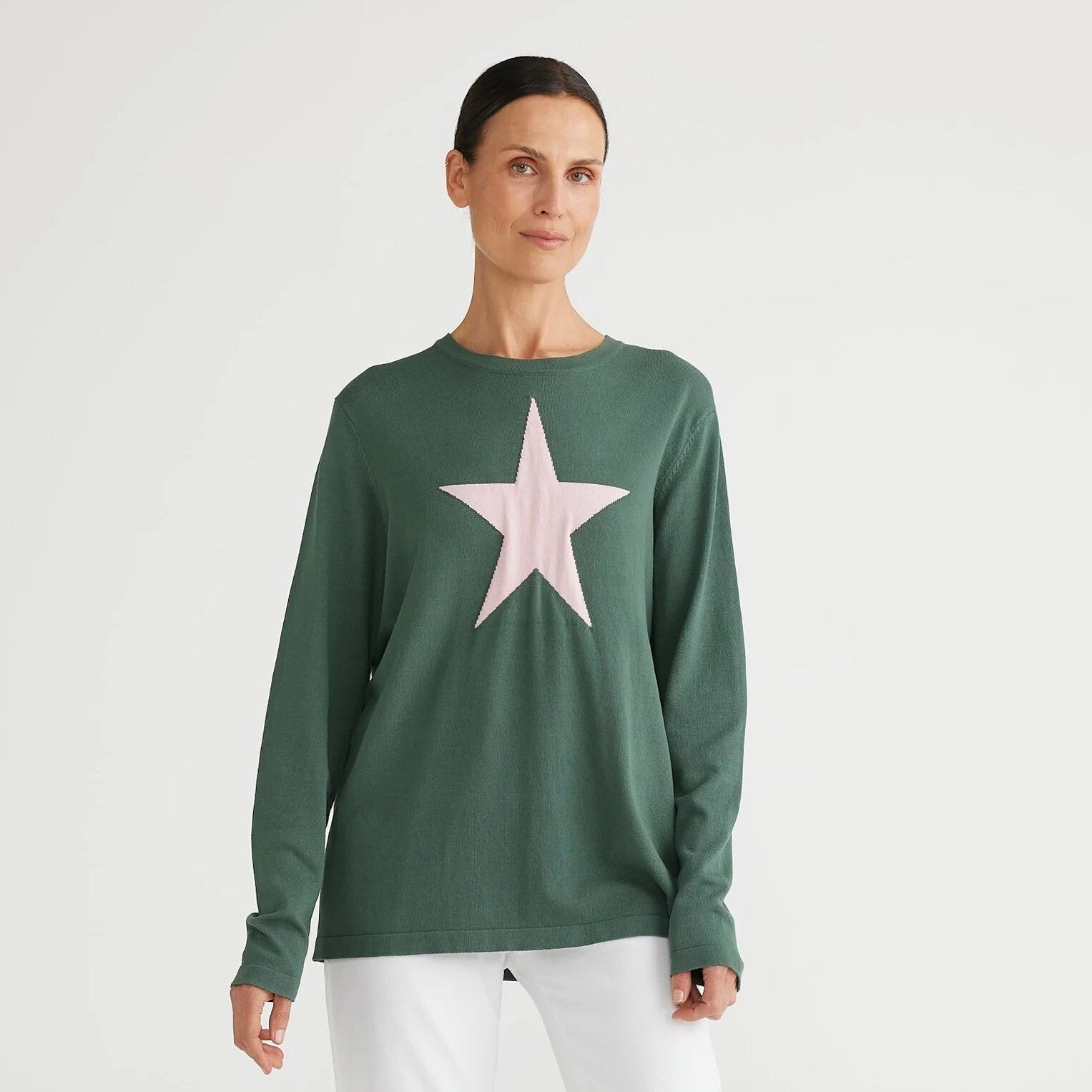 Brave + True Petra Star Knit Jumper - Moss | Wattle and Oak